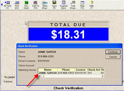Using the Bad Check List in POS