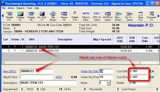 PO Worksheet: Change Cost across Multiple POs