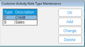 Customer Activity Notes: Modify Note Types