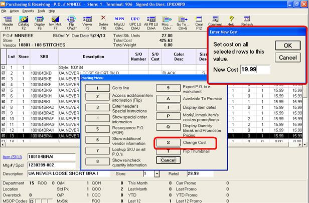 Update Cost of Items on Purchase Orders