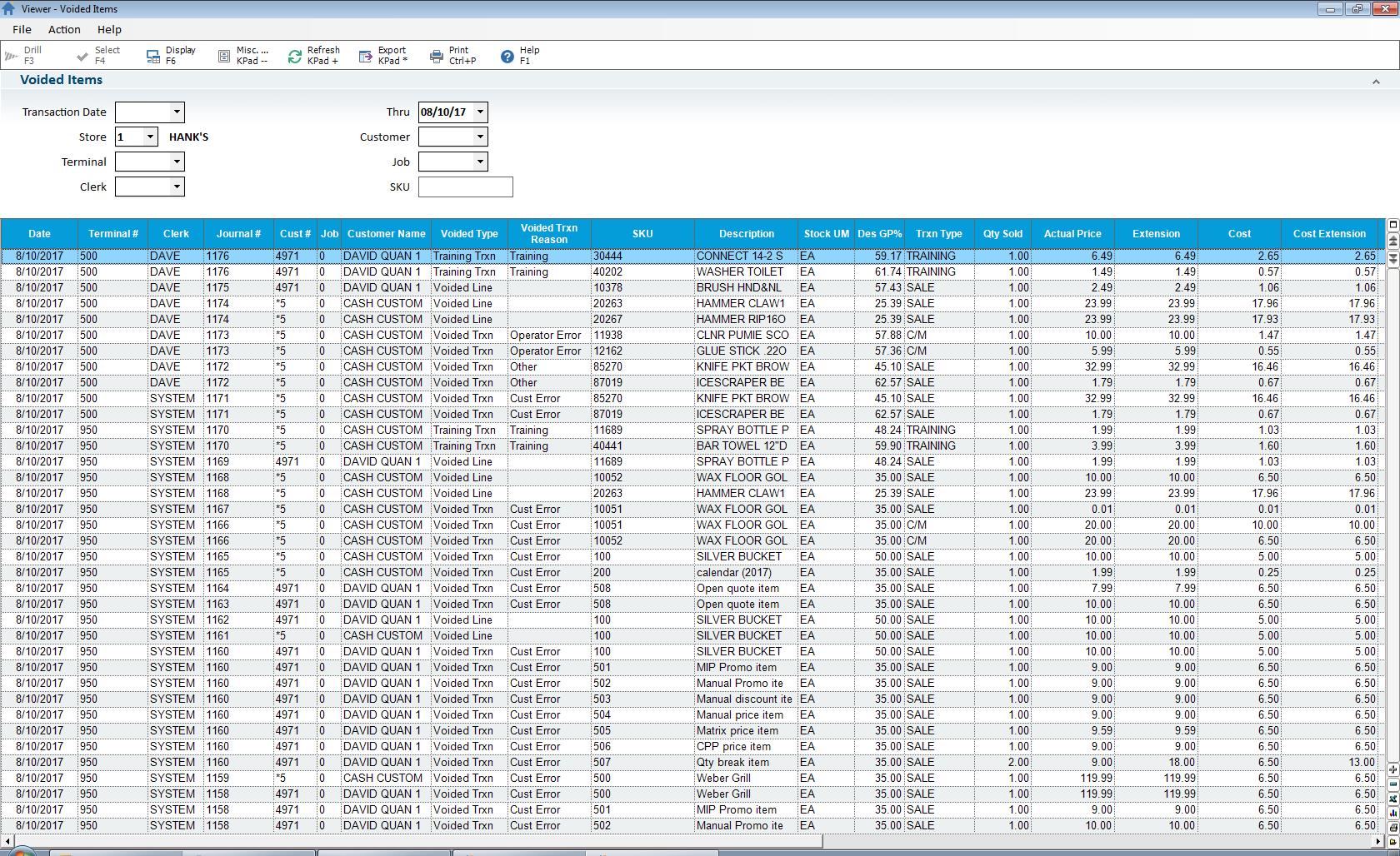 Using Voided Items Viewer
