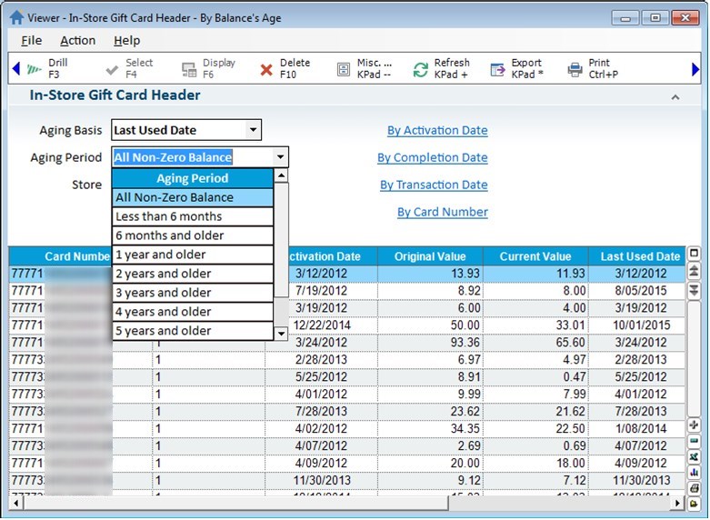 Using the Gift Card Maintenance Viewer Overview