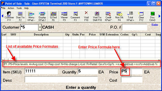 POS Price Formulas