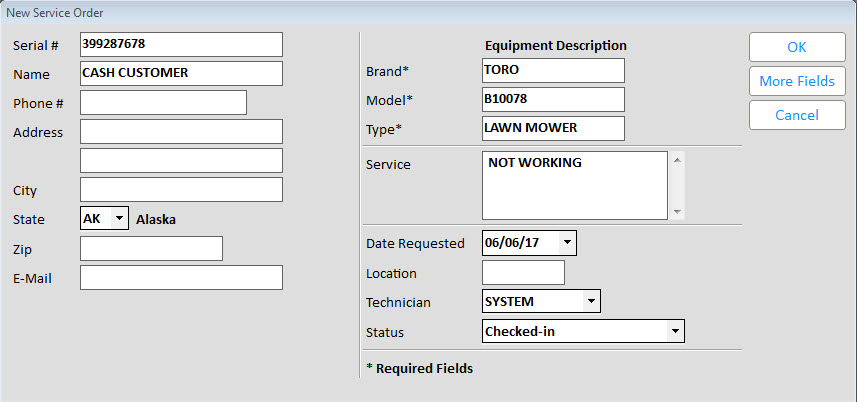 Service and Repair: Set Up Repair Types