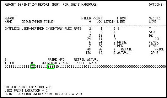 Print a Sample Format of an Inventory Flex Report