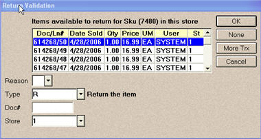 Returns Validation in POS