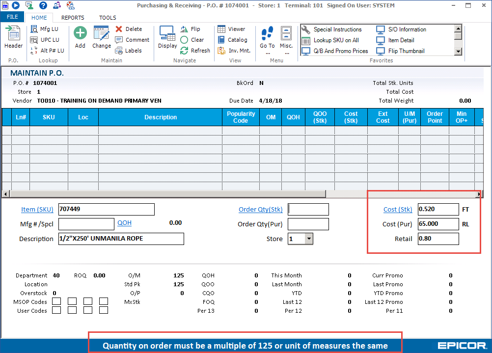 Setting Up Order Multiples for Unequal Purchasing and Stocking Units of ...