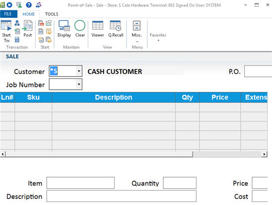 Posting Screen Sample