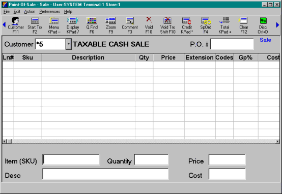 Posting Screen Sample