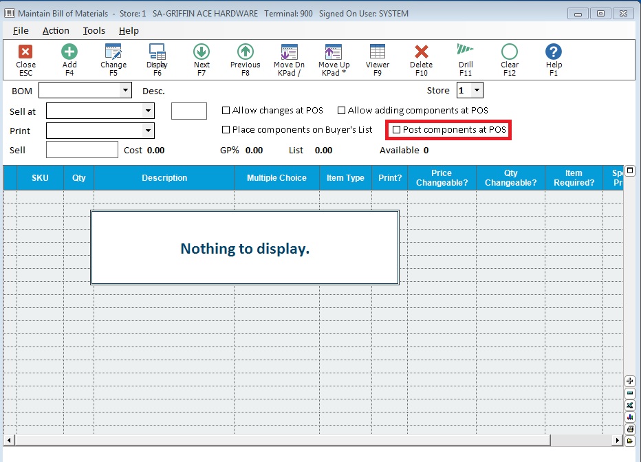 Post BOM Components at POS