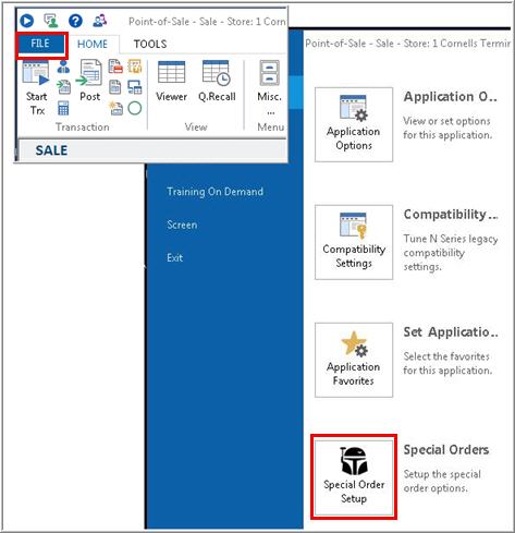 Streamlined Special Orders: Setup