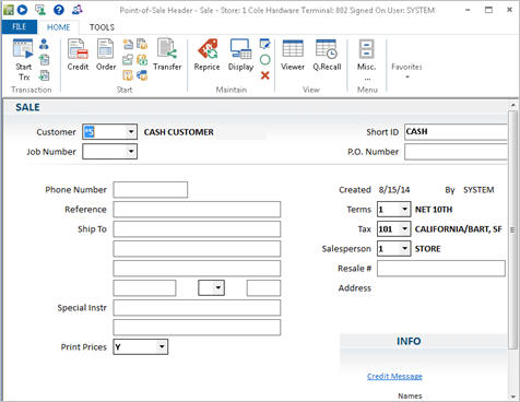 Header Screen Sample