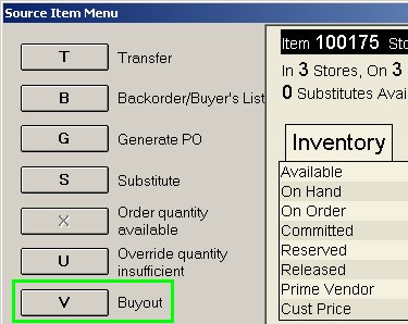 Buyouts: Order Entry/POS Procedures