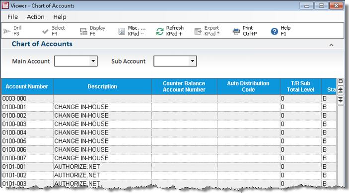 Looking Up G/L Accounts Using the Viewer