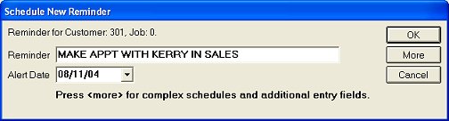 Entering a Customer Reminder