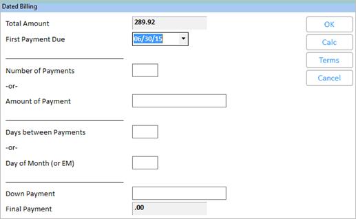 Using POS Dated Billing