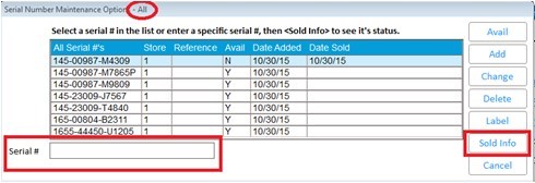 Entering Serial Numbers
