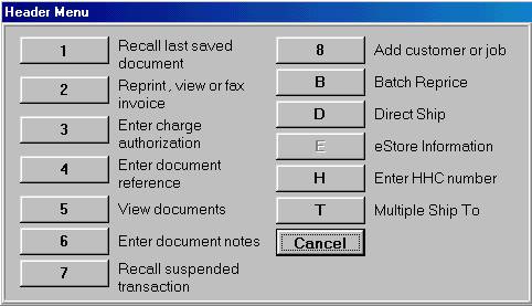 Header Menu Dialog Box