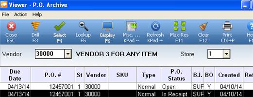 Looking Up Archived Purchase Orders