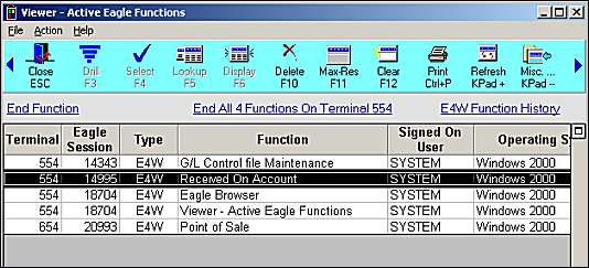 Viewing Active Eagle Functions